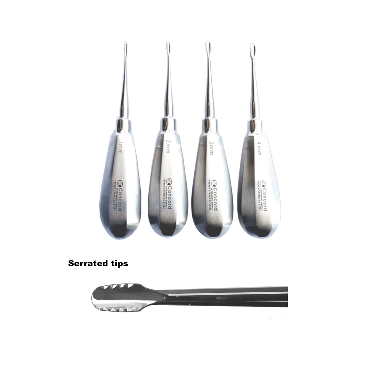 Winged Elevators Serrated Tips, Stubby Handles - Concord Surgical